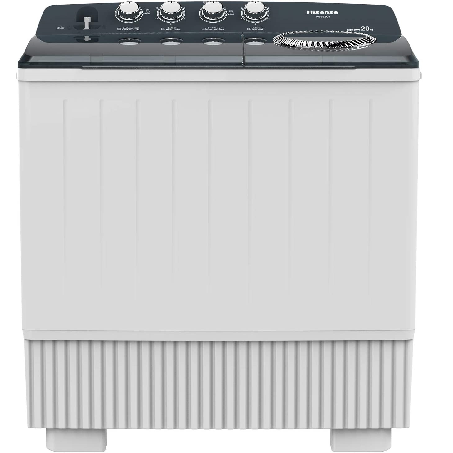 Hisense 20 Kg Twin Tub Semi Automatic Washing Machine White Model-WSBE201
